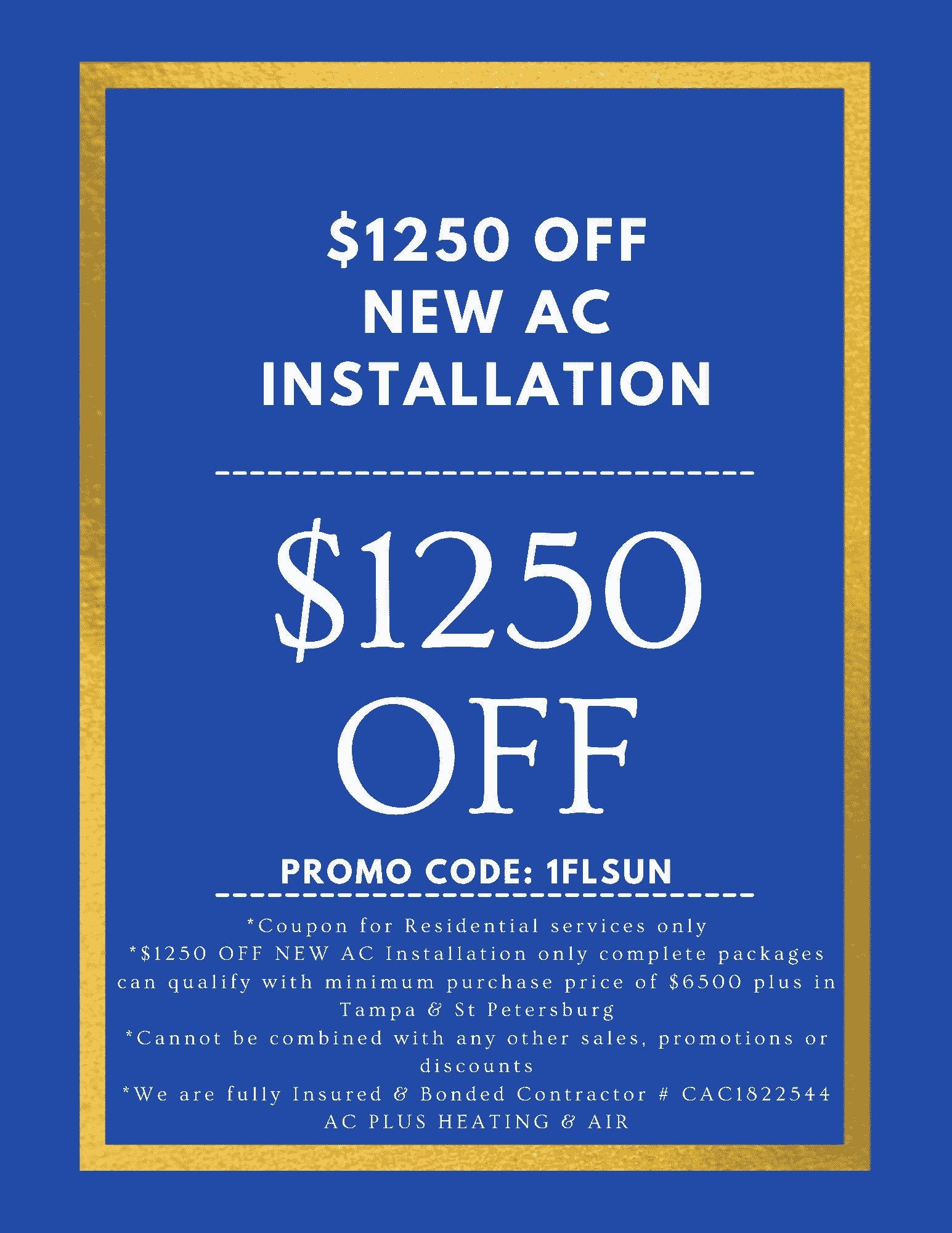 $1250 OFF NEW AC Installation | AC Plus Heating & Air
